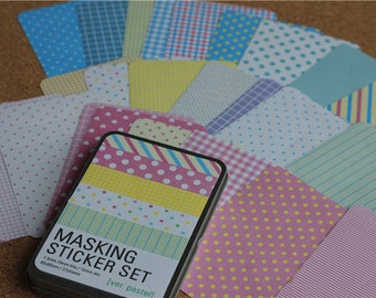 Masking Sticker Set Packed in Tin Case Deco Sticker Diary | Etsy
