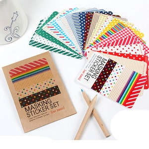 Masking Sticker Set Deco Stickers Paper Stickers 27 - Etsy