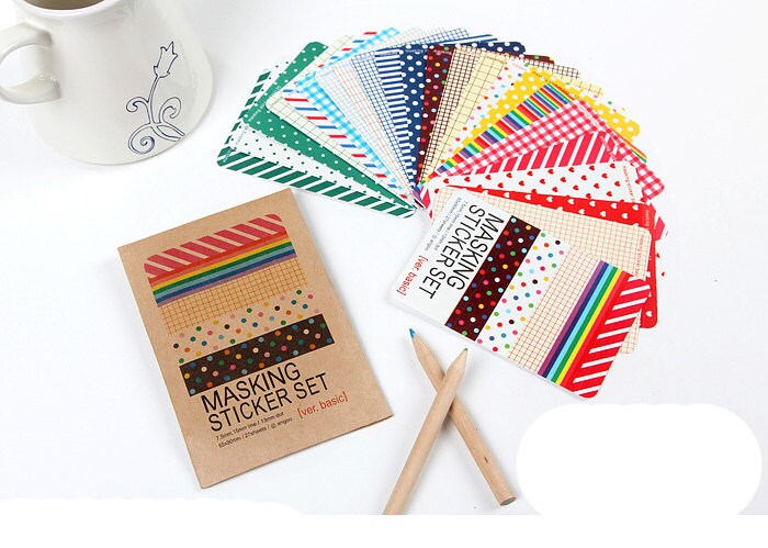 Masking Sticker Set Deco Sticker Diary Sticker Filofax - Etsy