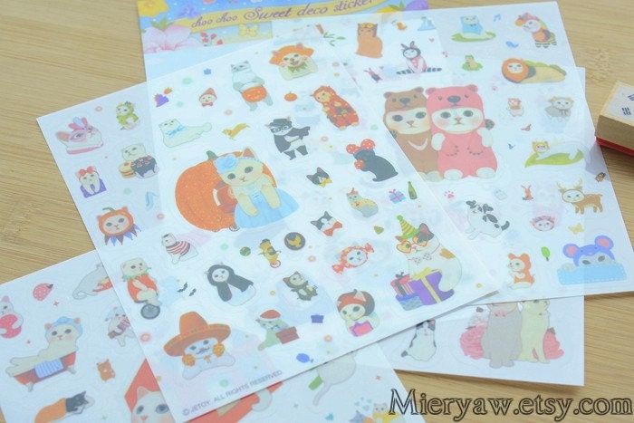 Choo Choo Sweet Deco Sticker Set Cat Sticker Deco Sticker - Etsy