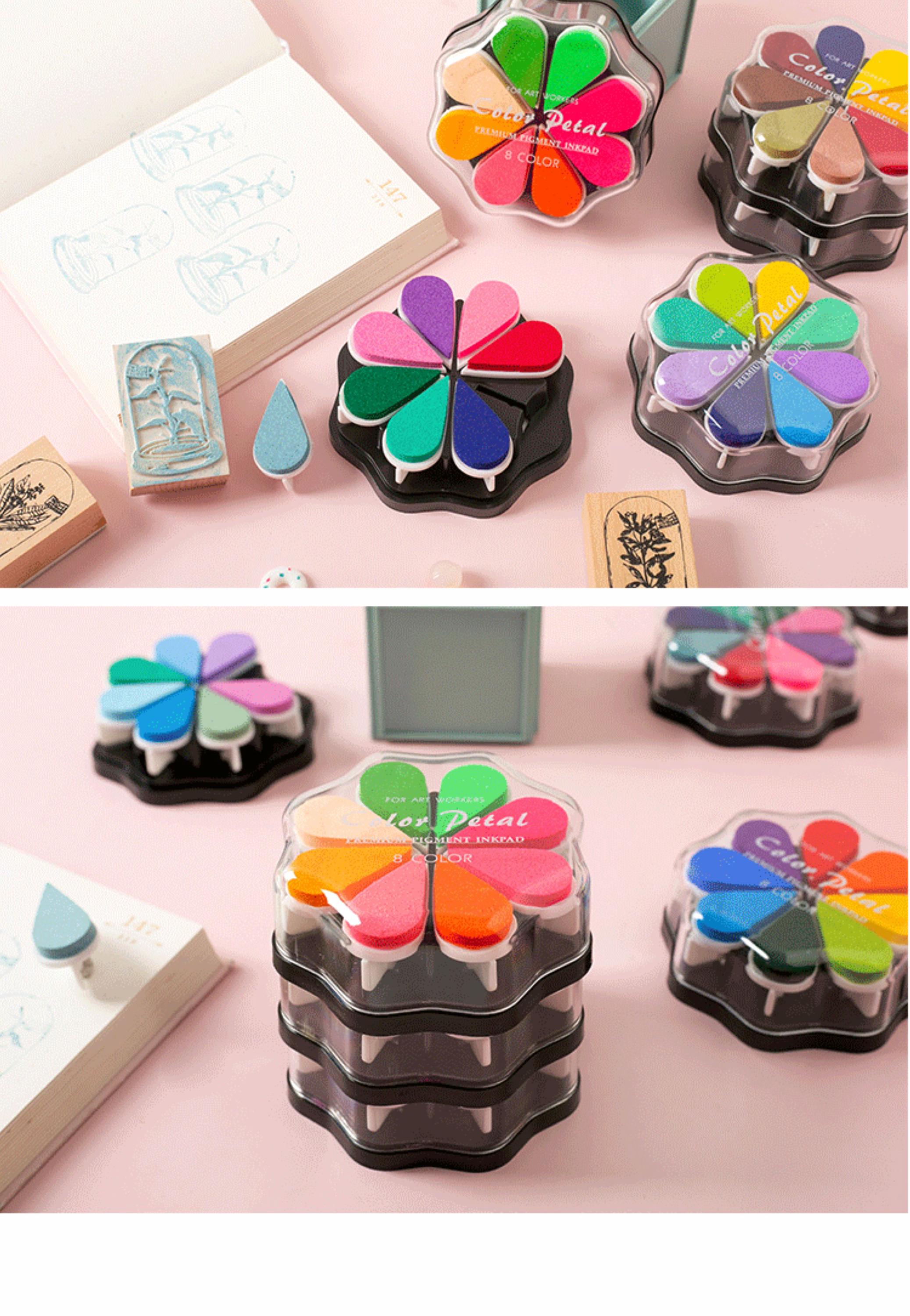 Petal Stamp Ink Pad: 8-color Handmade Rubber Stamp - Etsy