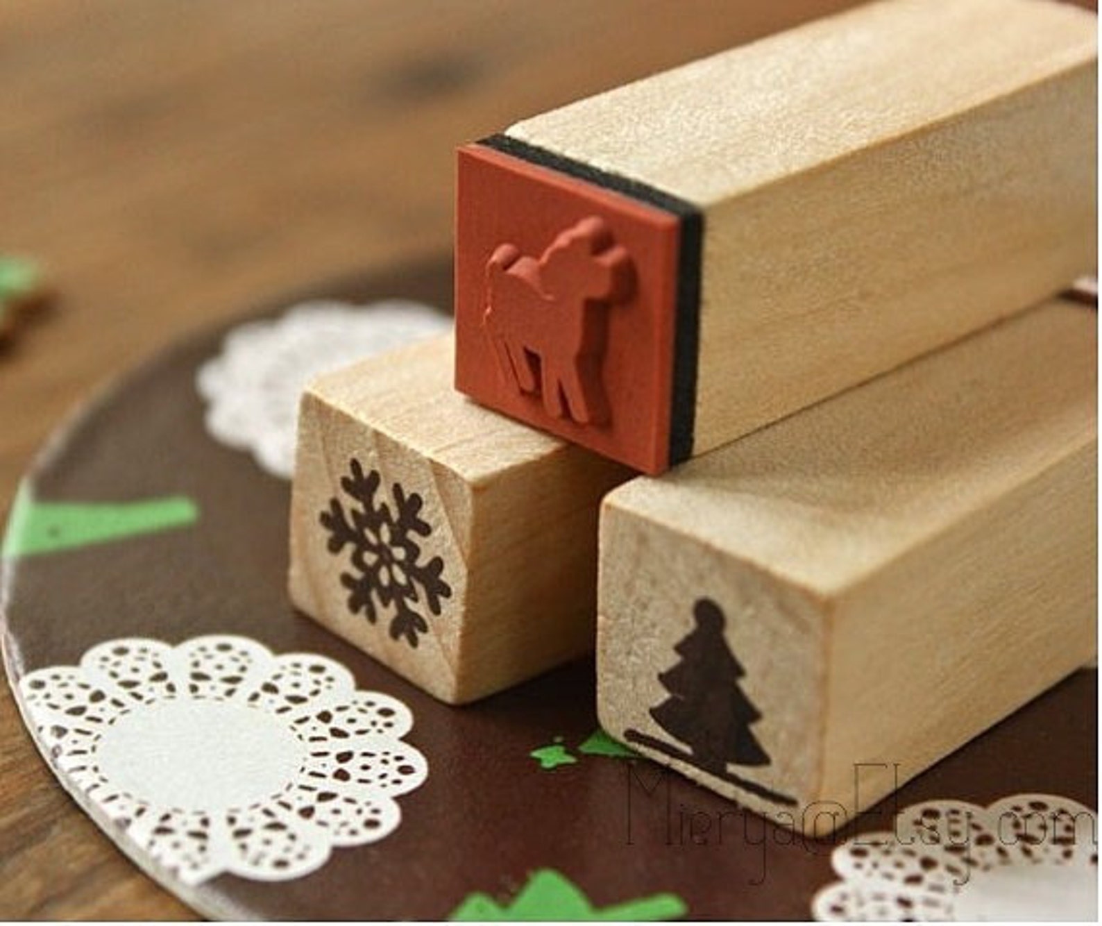Christmas Style Stamp Set with Inkpad Rubber Stamp Deco - Etsy