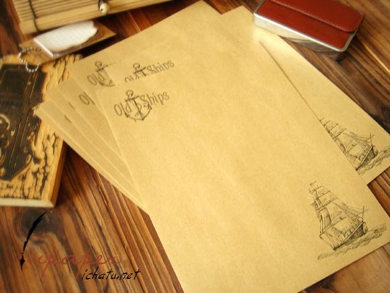 8 Sheets Vintage Style Old Ships Brown Writing Paper - Etsy
