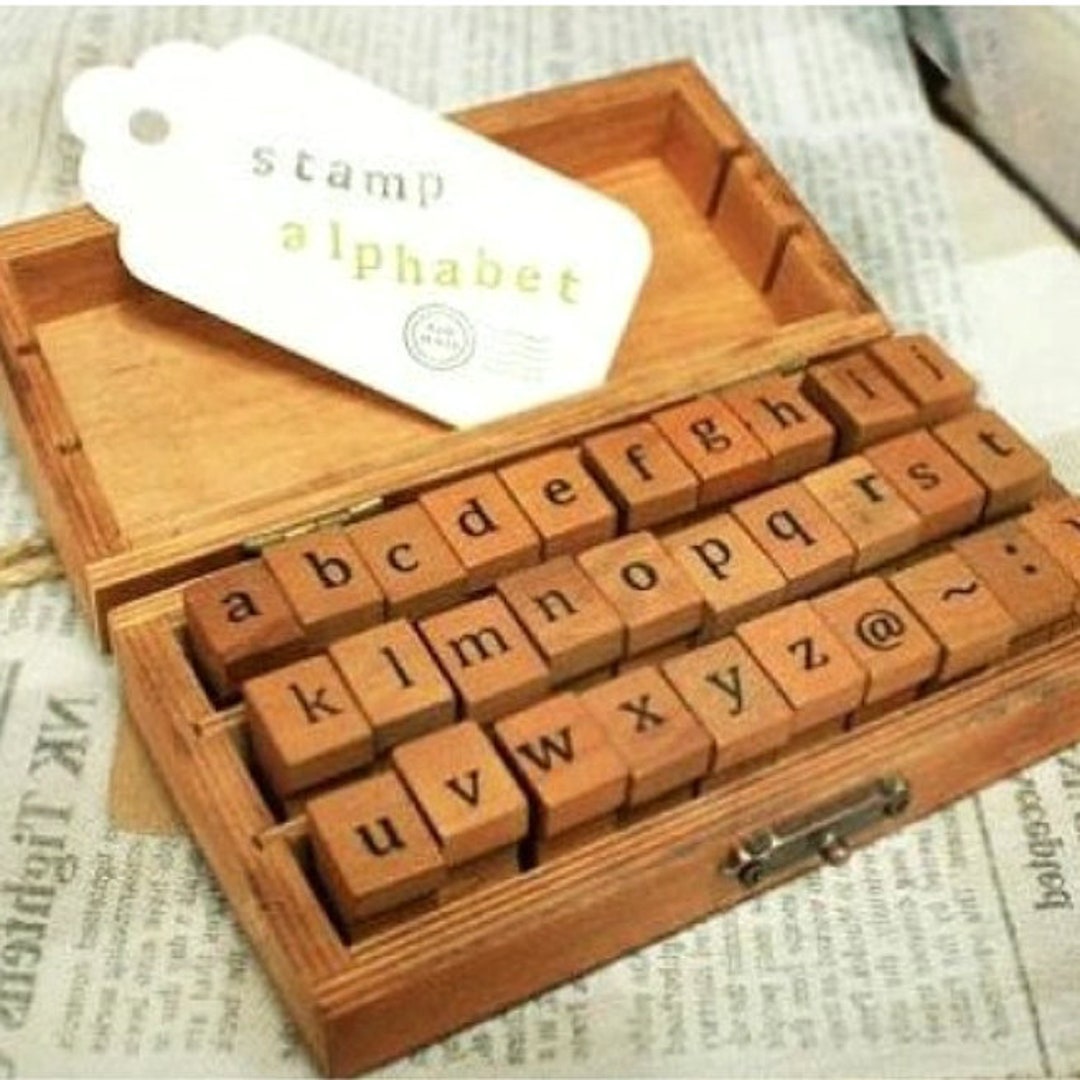 Vintage Alphabet Stamp Set - Wooden Rubber Stamp Set - Diary Stamps ...