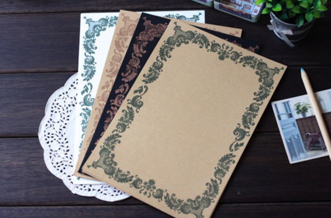 8 Sheets High Quality Lace Writing Paper Stationery Letter Paper Brown ...