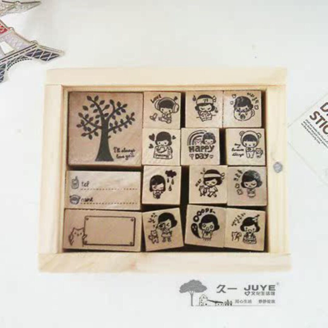 Wooden Rubber Stamp Set: DIY Diary Stamps - 15 Pcs - Etsy