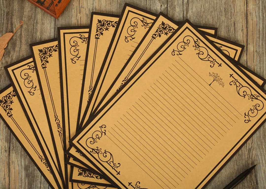 Vintage Brown Paper Stationery: Ornate Writing Paper, 8 Sheets - Etsy