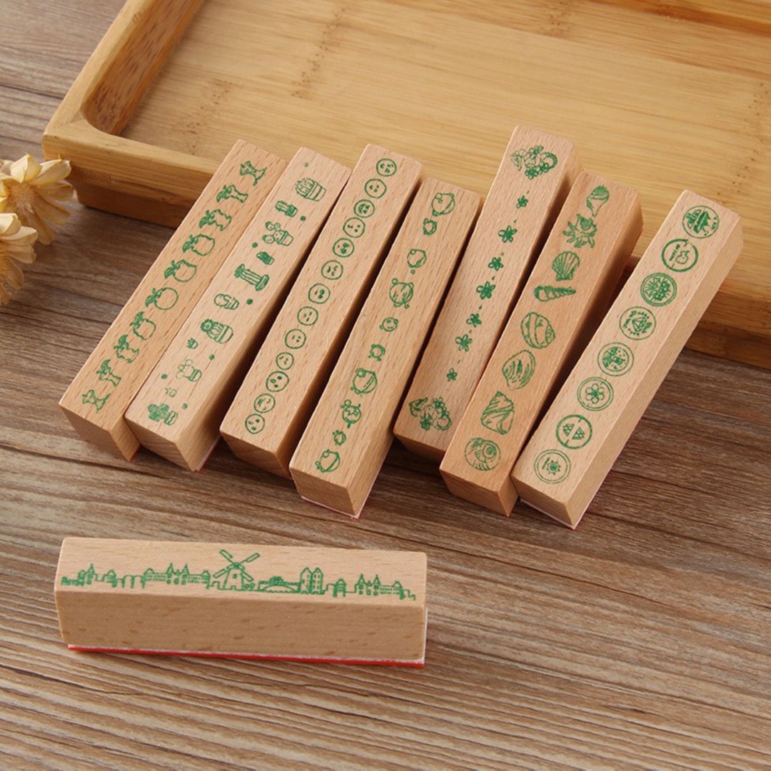 Wooden Strip Stamp - Cartoon Stamp - Rubber Stamp - Deco Stamp - 12 ...