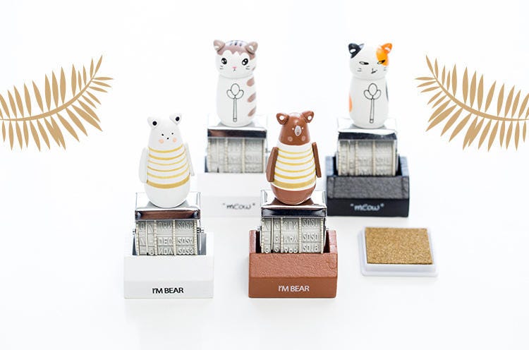 Vintage Style Wood Stamp with Stand Date Stamp Roller Seal | Etsy