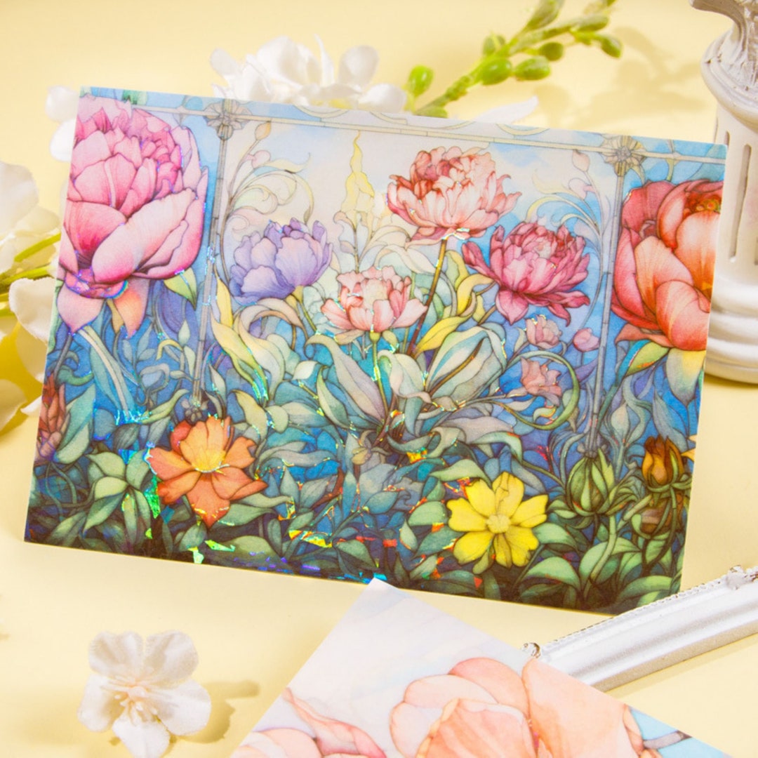 Pretty Flowers Stickers - Background Deco Stickers - Diary Stickers - 5 ...