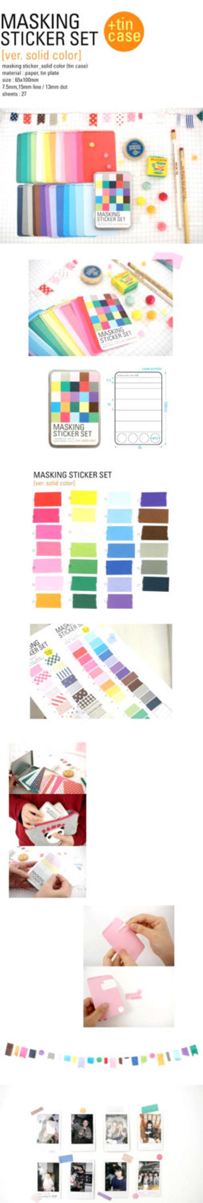 Masking Sticker Set Packed in Tin Case Deco Sticker Diary | Etsy