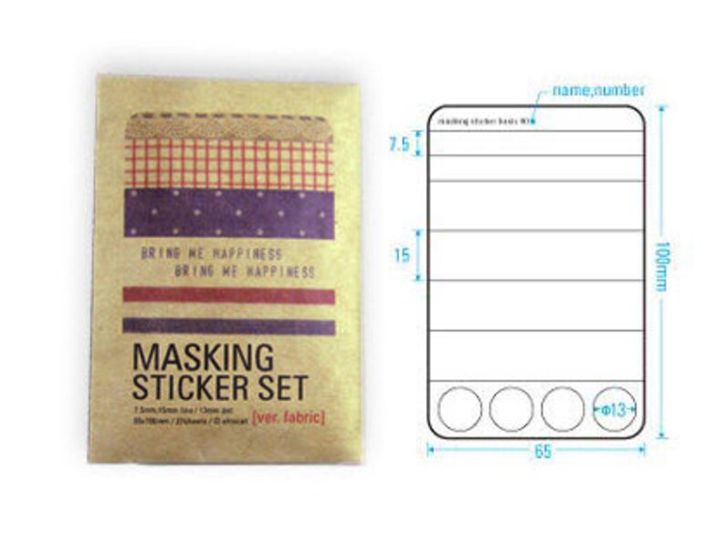 Masking Sticker Set Deco Stickers Paper Stickers 27 | Etsy