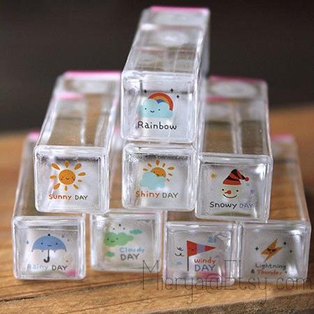 8 Pcs Crystal Schedule Stamps Weather Stamps - Etsy