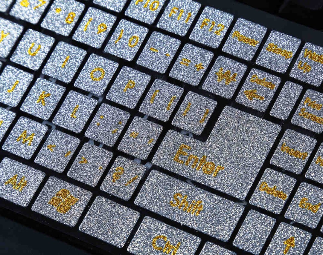 Glitter Keyboard Sticker DIY 3D Foam Desktop Keyboard Decal Common Use ...