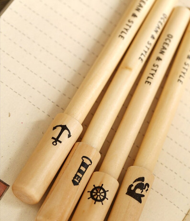 Ocean Style Natural Wood Ball Pen Ballpoint Pen Zakka-em63472 - Etsy