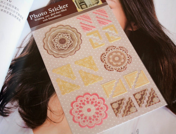 Korean Photo Sticker Set Lace Sticker Transparent Sticker - Etsy