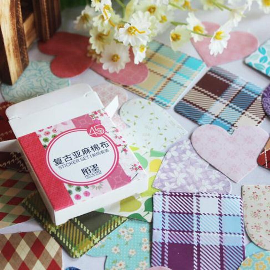 Christmas Promotion: Vintage Linen Fabric Sticker Set Deco Sticker ...