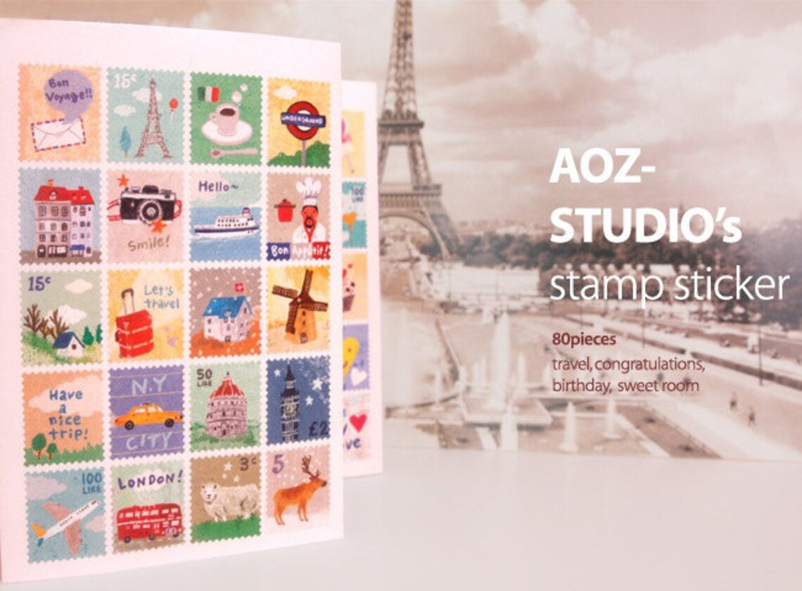 Stamp Sticker Set Korean Sticker Paper Sticker Diary | Etsy