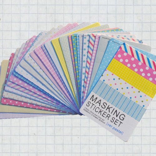 Masking Sticker Set Deco Sticker Set Paper Stickers 4 - Etsy