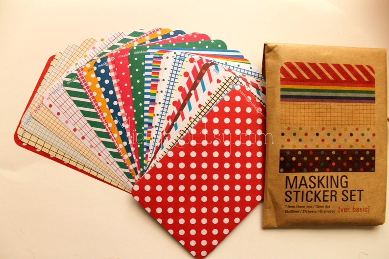 Masking Sticker Set Deco Sticker Set Paper Stickers 4 - Etsy