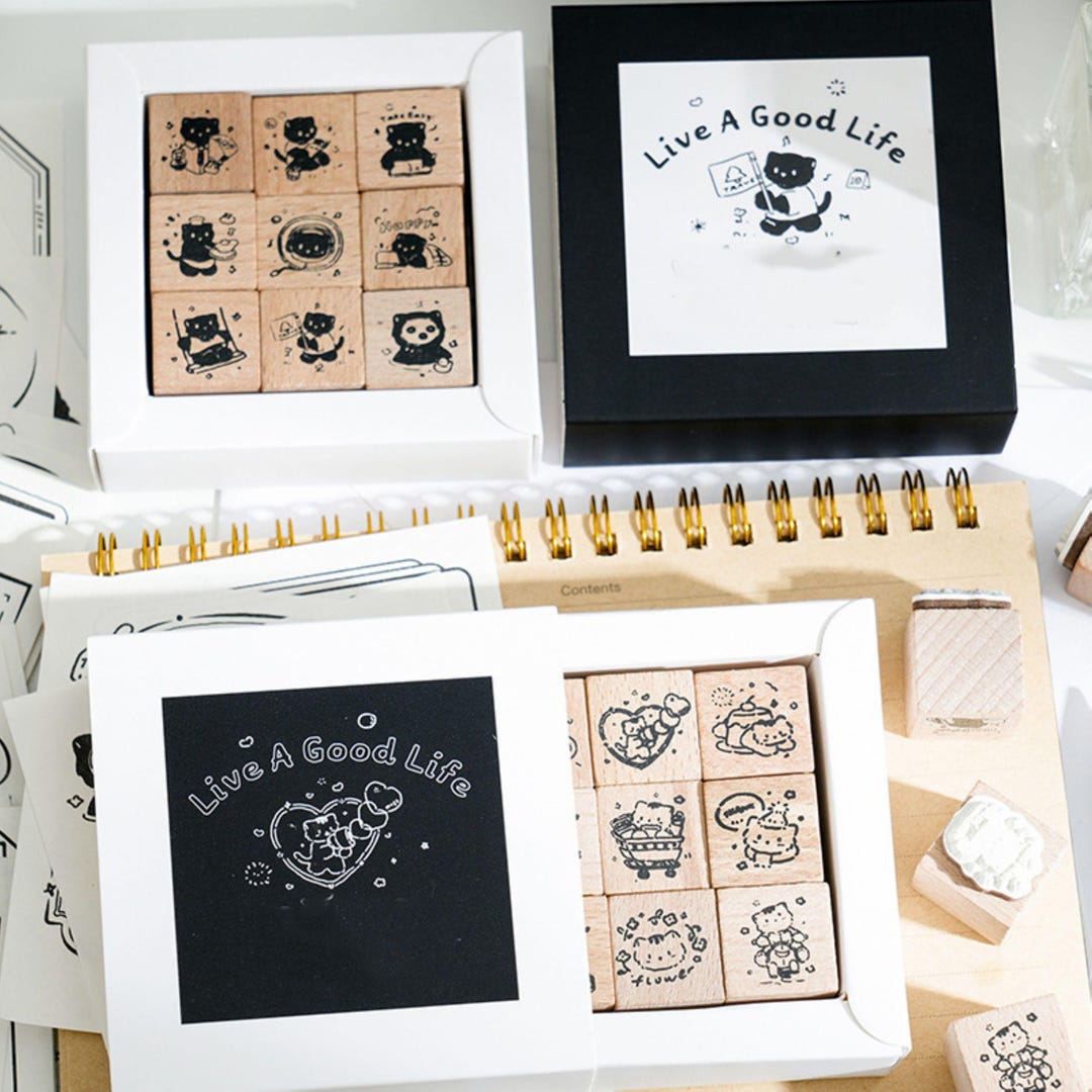 Cute Cat Rubber Stamps - Diary Stamps - DIY Deco Stamps - 2 Styles - Etsy