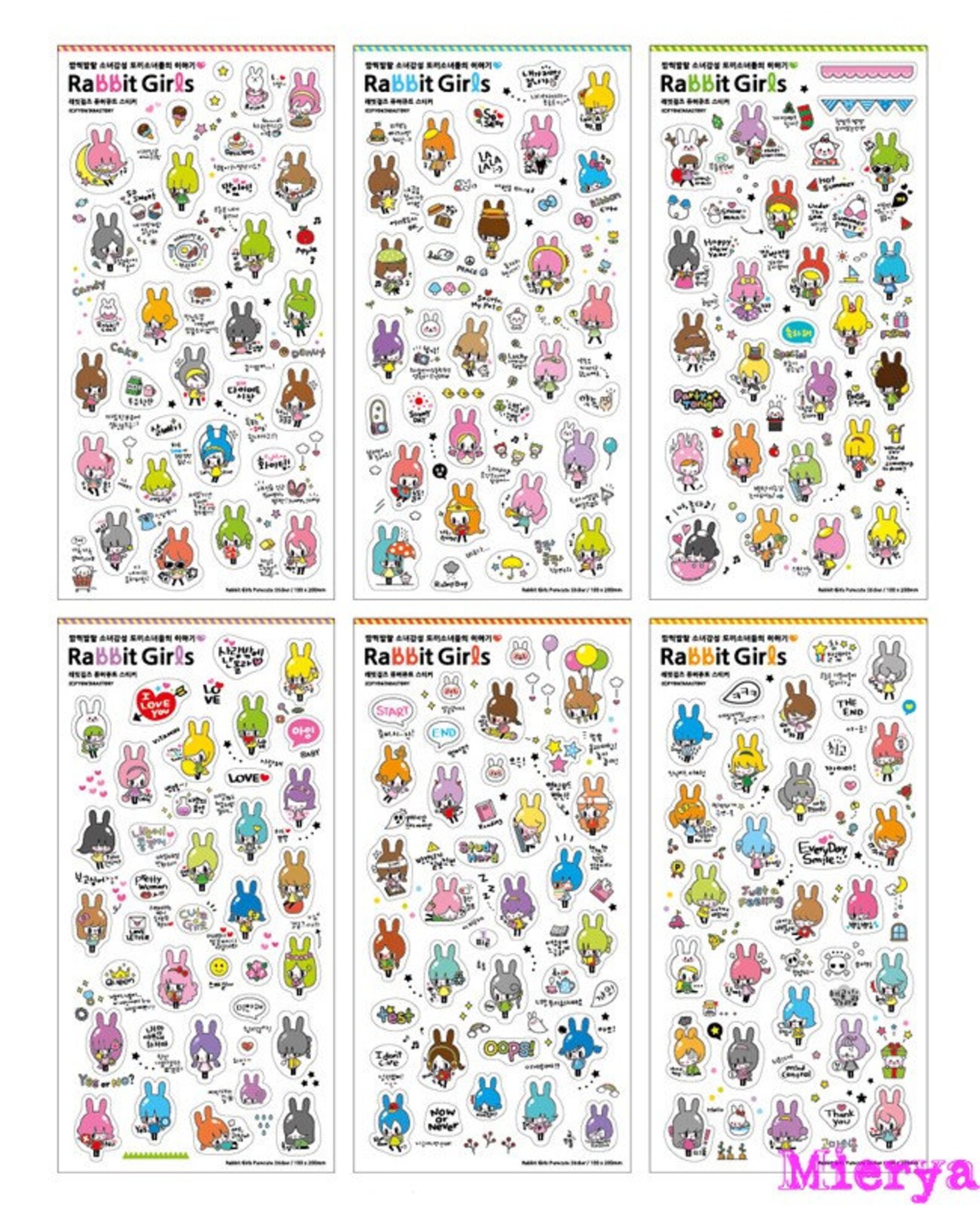 Rabbit Girls Sticker Set Diary Sticker Deco Sticker | Etsy