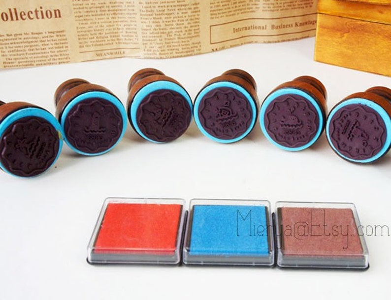 Vintage Style Postmark Seal Set Rubber Stamps Diary Stamps | Etsy