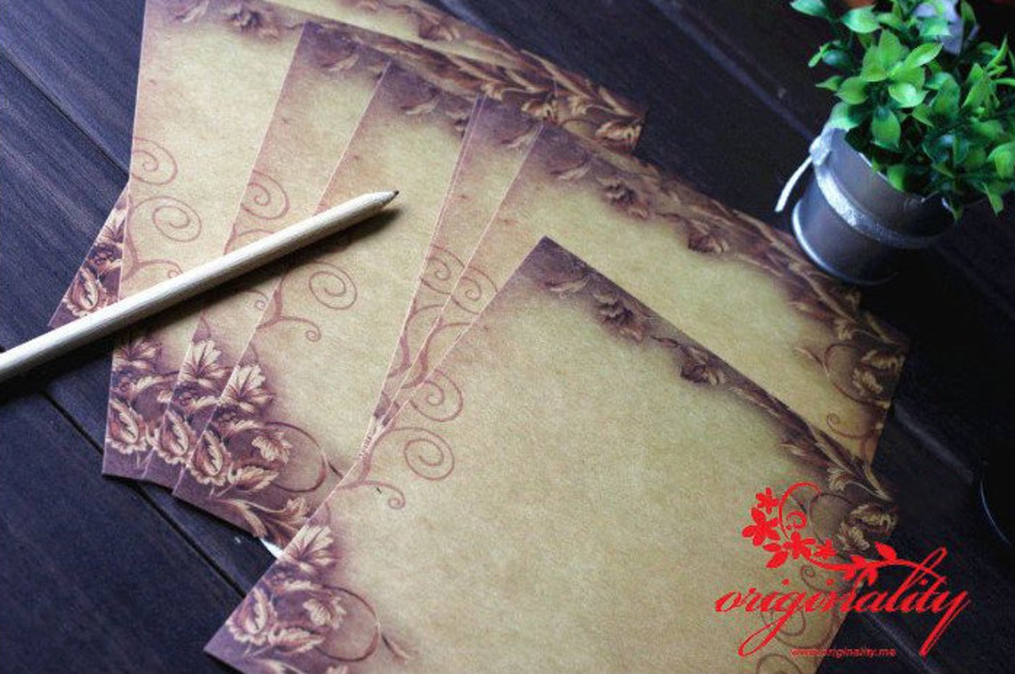 8 Sheets Vintage Style Brown Writing Paper Stationery | Etsy