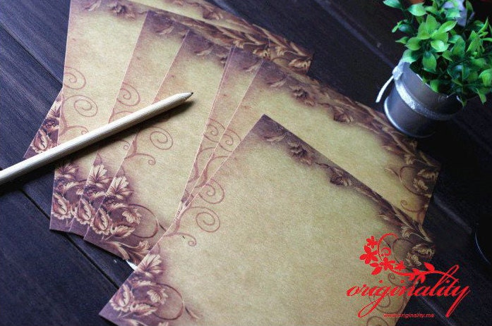 8 Sheets Vintage Style Brown Writing Paper Stationery | Etsy