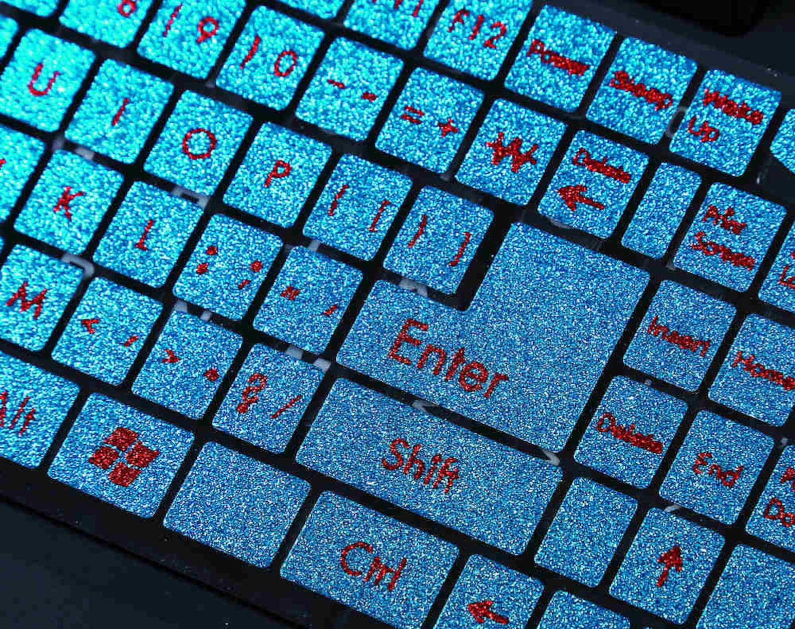 Glitter Keyboard Sticker DIY 3D Desktop Keyboard Decal Common Use ...