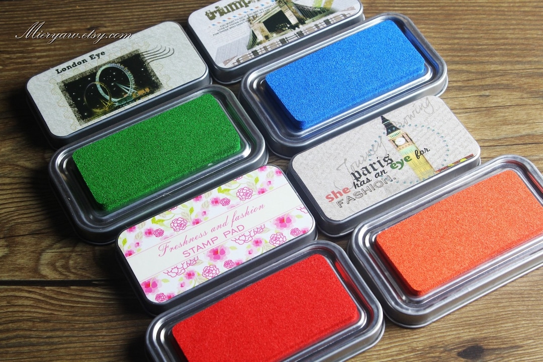 4 Pcs Tin Box Packed Stamp Pad Set - Rubber Stamp Ink Pad - Stamp Ink ...