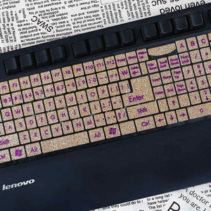 Glitter Keyboard Sticker DIY 3D Desktop Keyboard Decal Common Use ...