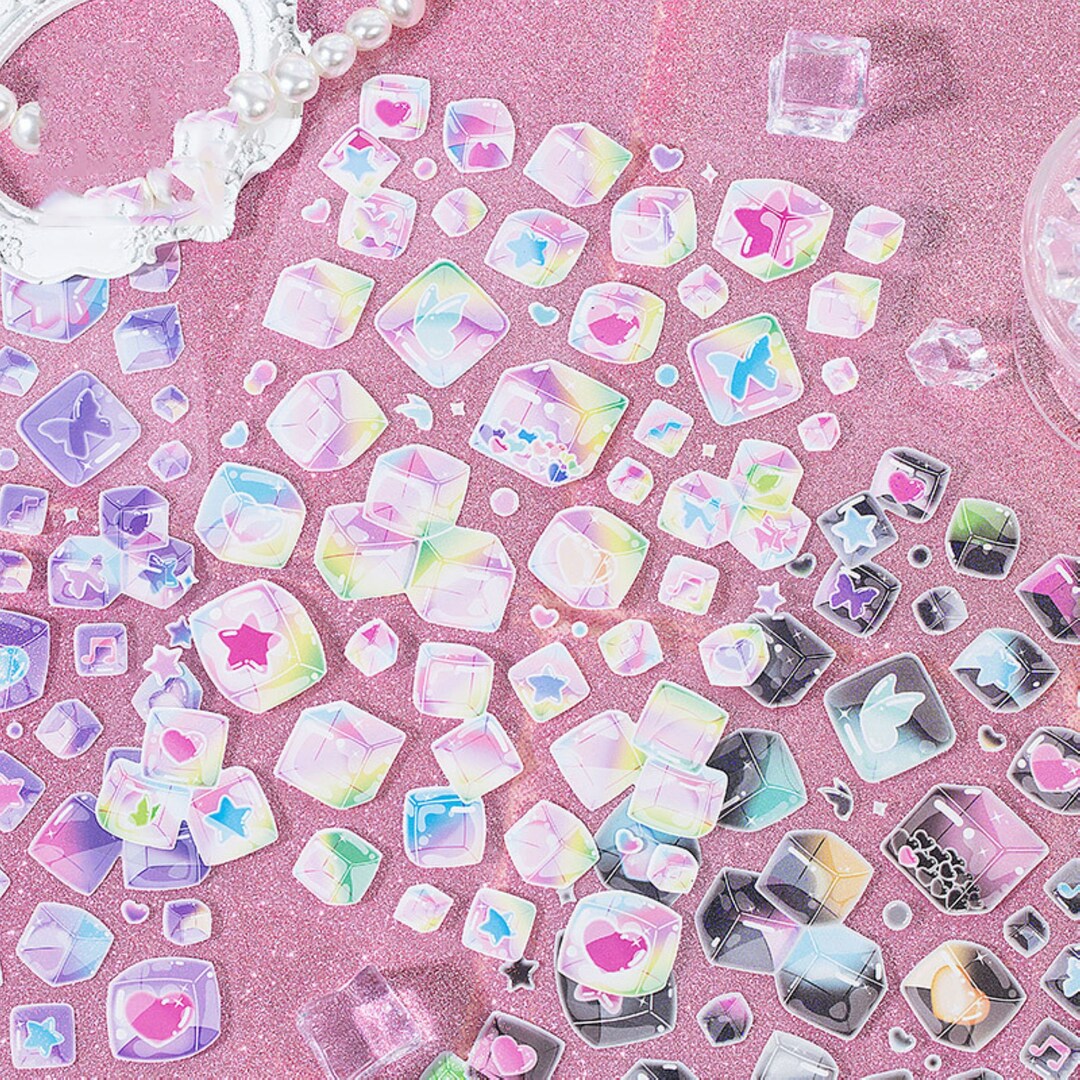 Kawaii Ice Cube Sticker: Colorful Cartoon Deco Sticker - Etsy