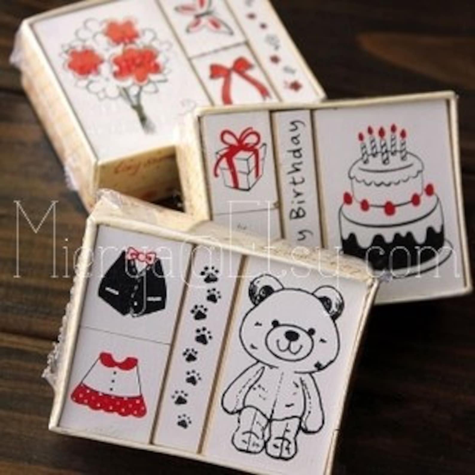 Wooden Rubber Stamp Set Rubber Stamp Set Diary Stamps 3 | Etsy