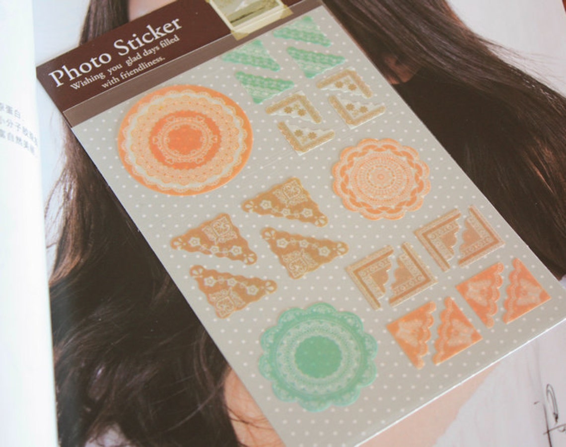 Korean Photo Sticker Set Lace Sticker Transparent Sticker - Etsy