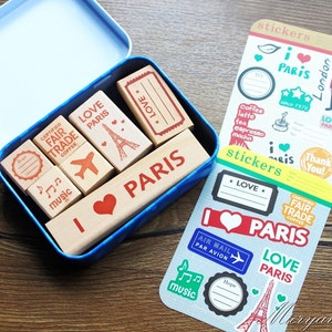 High Quality Diary Stamp and Sticker Set in Tin Box - Rubber Stamp ...