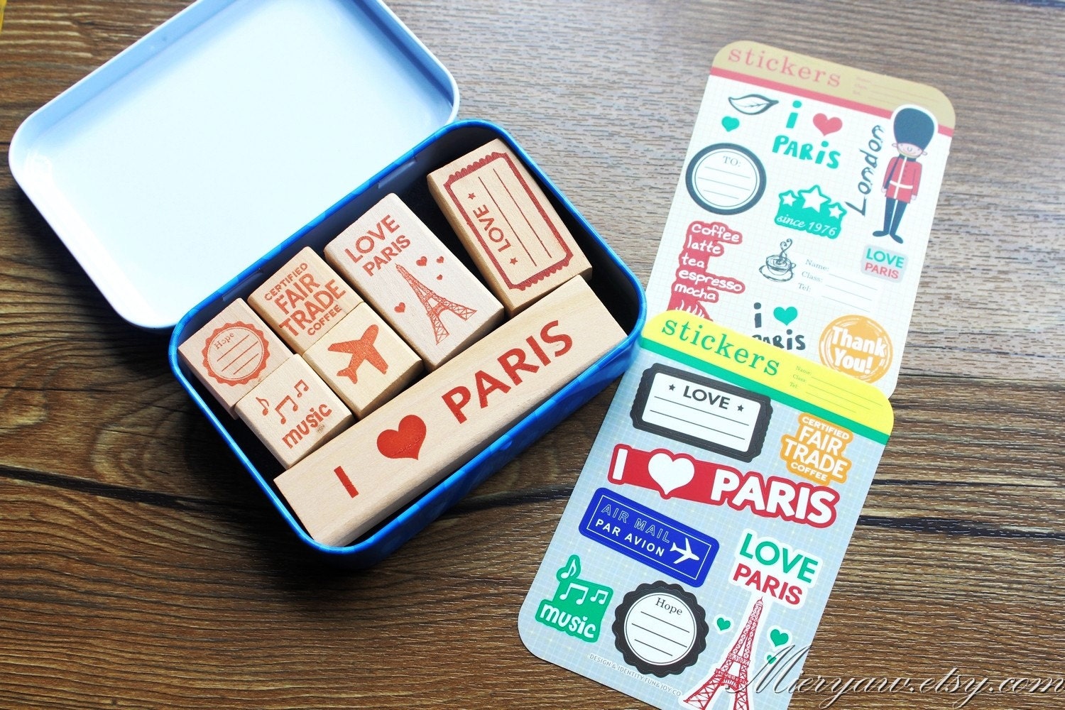 High Quality Diary Stamp and Sticker Set in Tin Box Rubber | Etsy