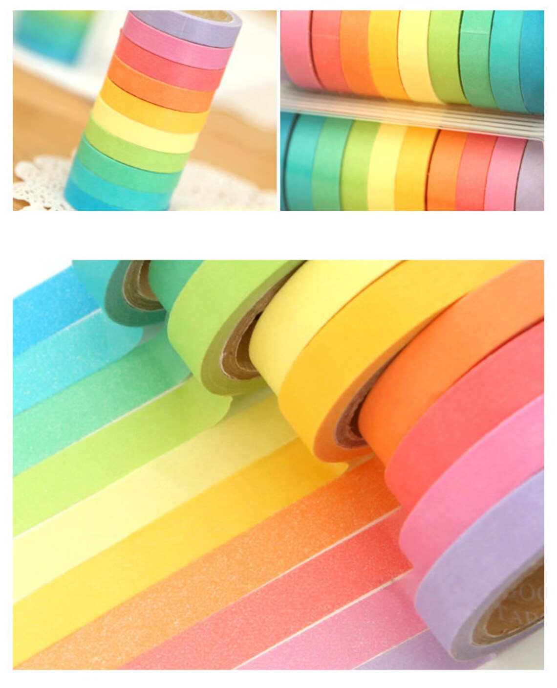 ANGOO Rainbow Masking Tape Set Washi Tape Paper Tape 10 | Etsy