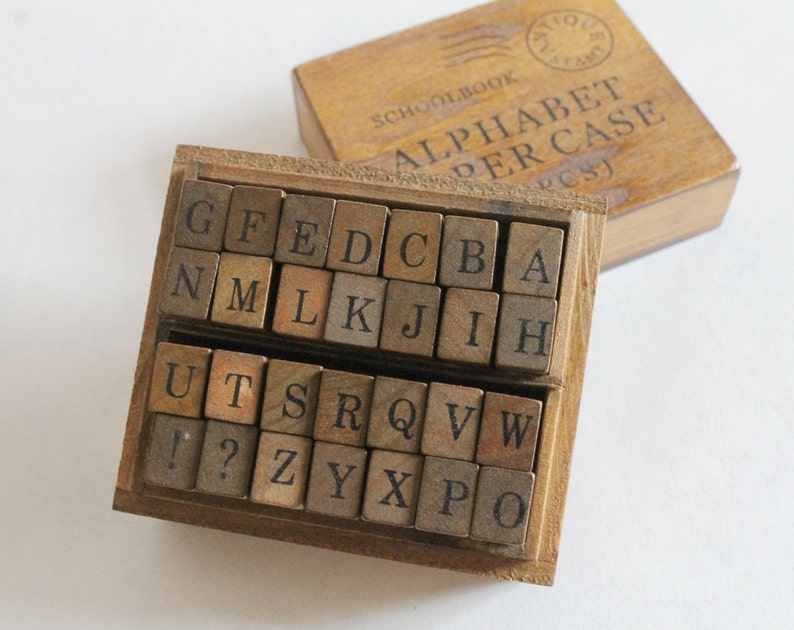 Vintage Alphabet Stamp Set Wooden Rubber Stamp Set Vintage | Etsy