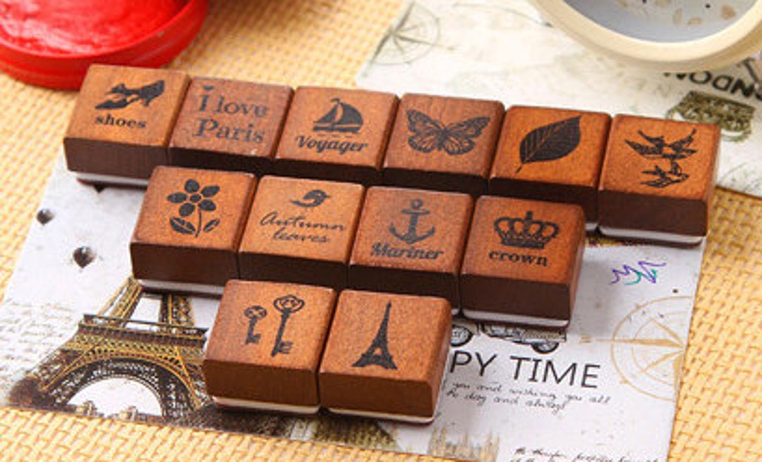 Vintage Stamp in Match Box Rubber Stamp Diary Stamp Wood Stamp Filofax ...