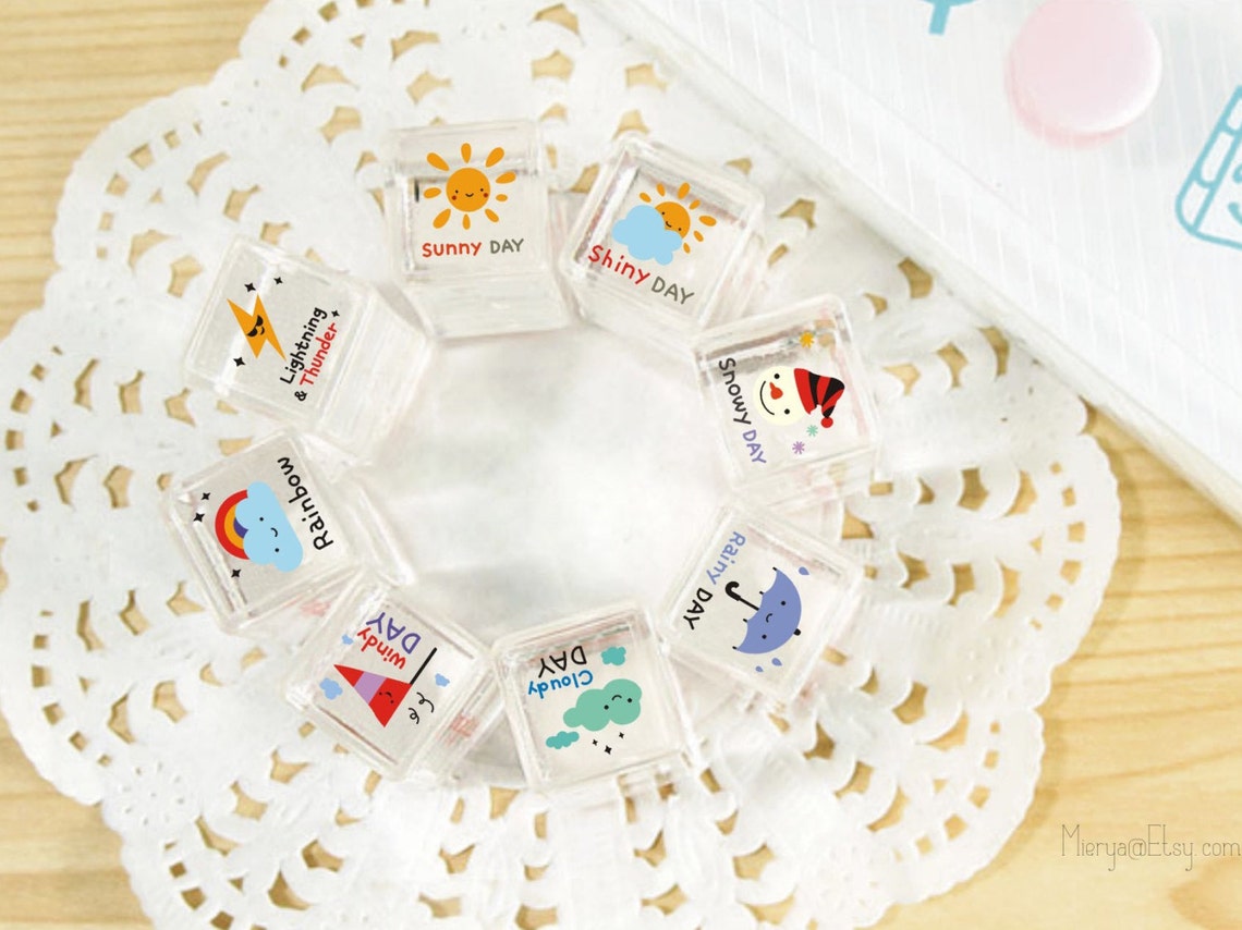 8 Pcs Crystal Schedule Stamps Weather Stamps-em62563 | Etsy