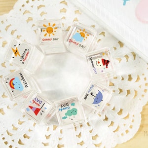 8 Pcs Crystal Schedule Stamps - Weather Stamps - Etsy