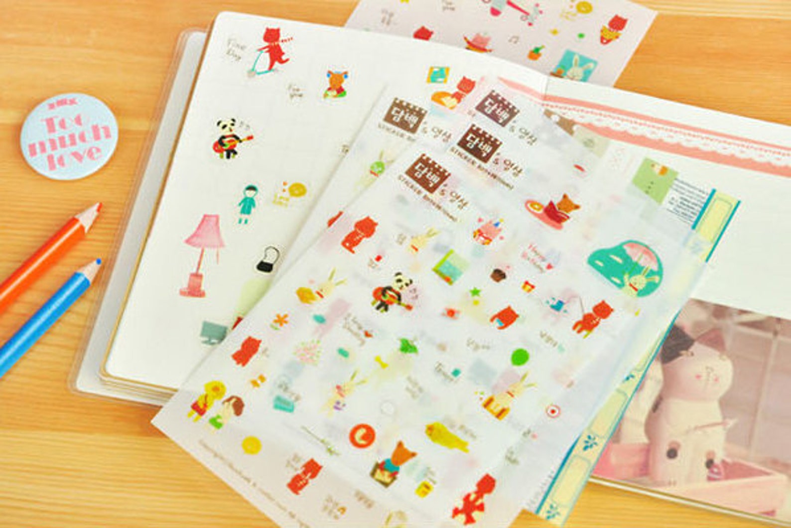 Animals Sticker Set Korean Transparent Sticker Diary | Etsy