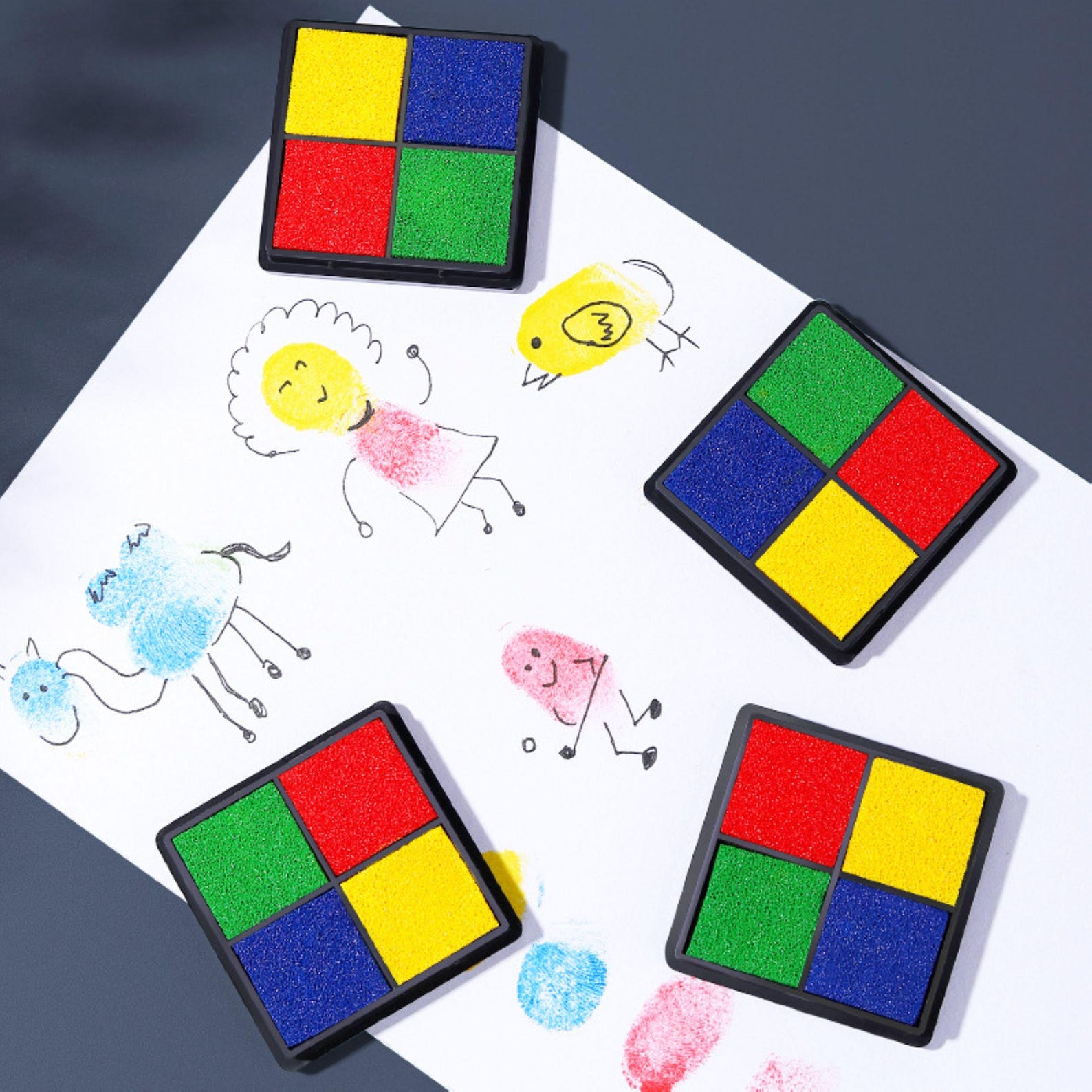 Four Colors Square Stamp Pad - Craft Inkpad - Rubber Stamp Ink - 1 ...