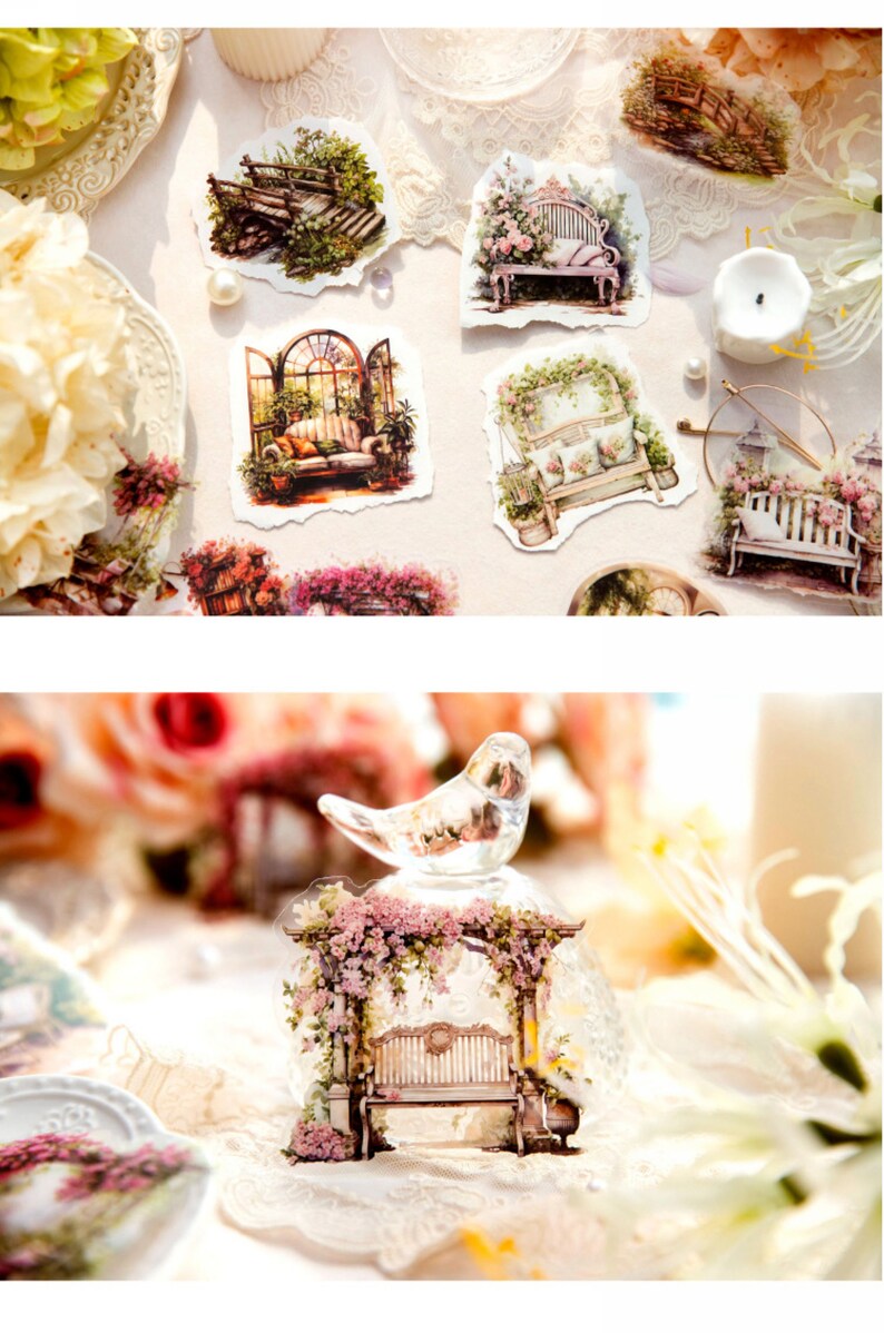 10 Pcs Romantic Theme Stickrs - Memory Corner Stickers - Vintage ...