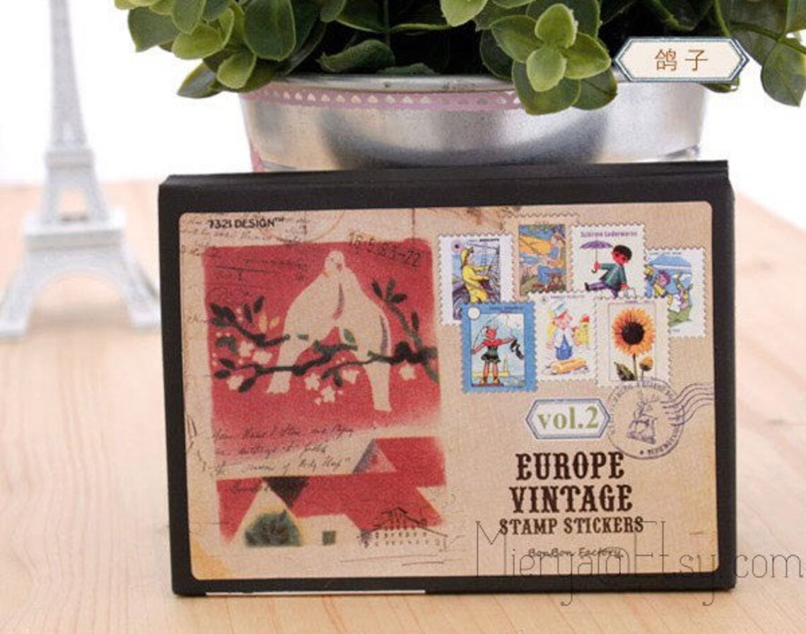 Euro Vintage Stamp Sticker Set Deco Sticker Diary Sticker | Etsy