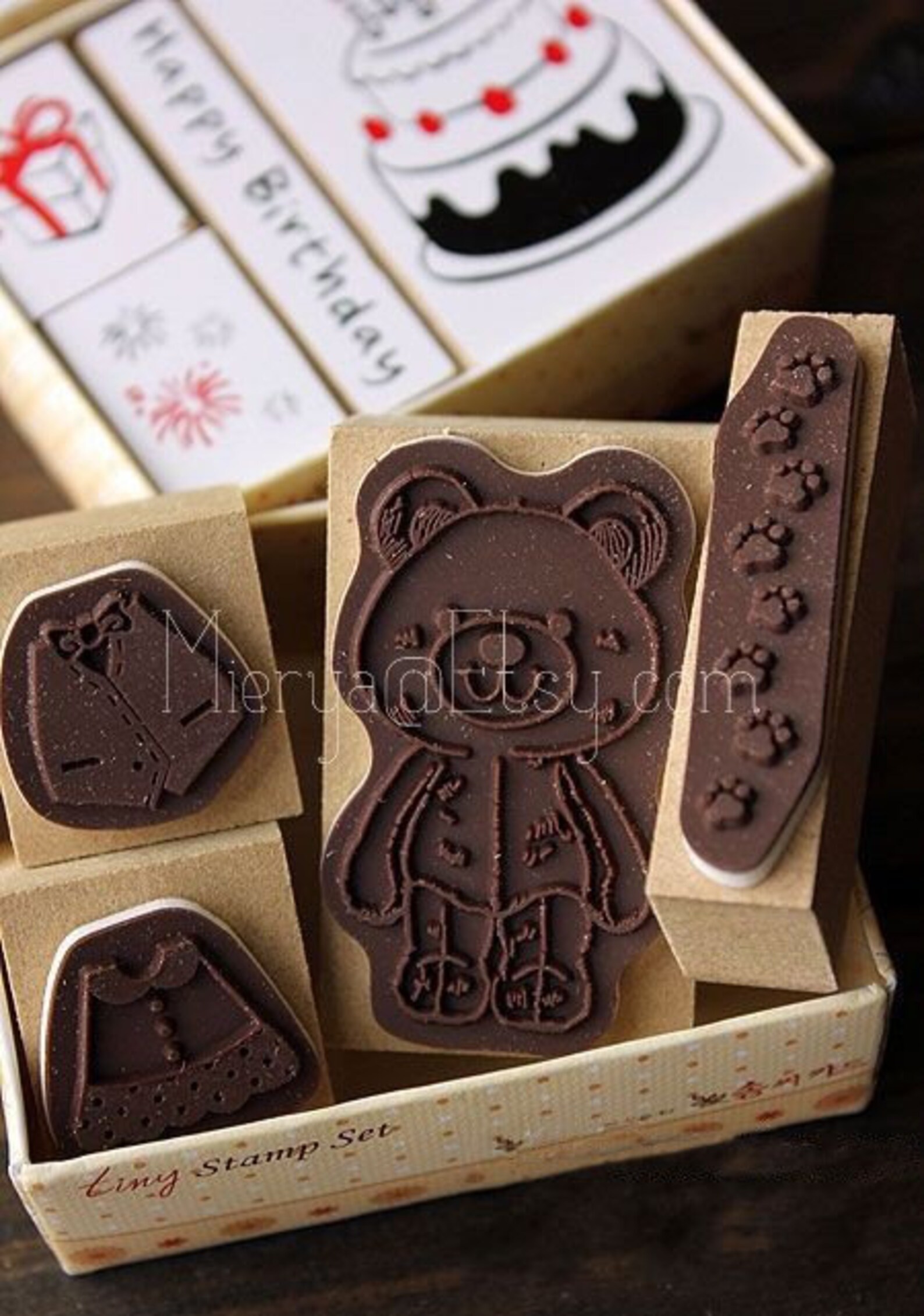 Wooden Rubber Stamp Set Rubber Stamp Set Diary Stamps 3 | Etsy