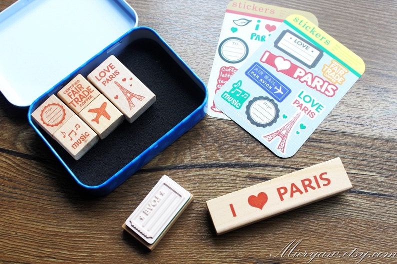 High Quality Diary Stamp and Sticker Set in Tin Box Rubber | Etsy