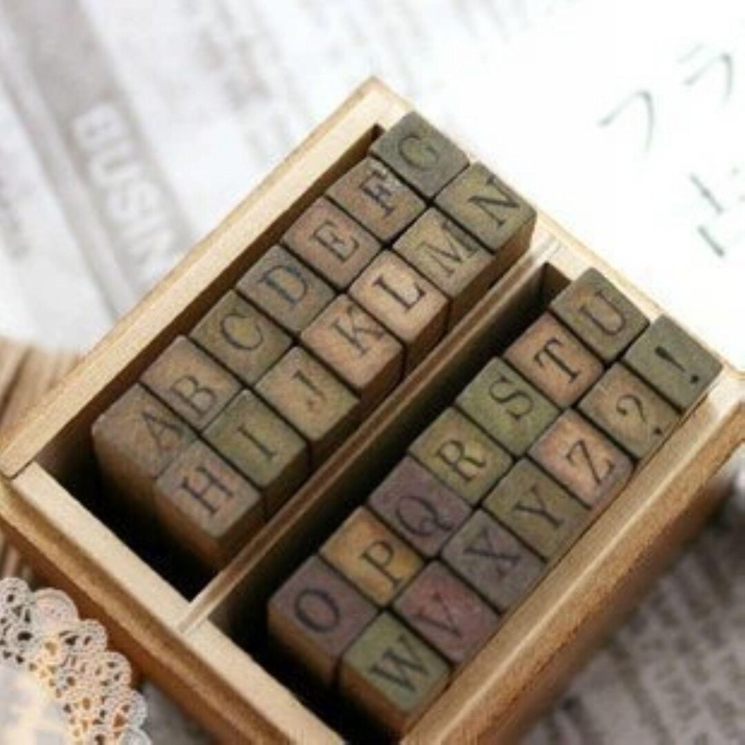 Vintage Alphabet Rubber Stamp Set - 28 Wooden Stamps - Etsy