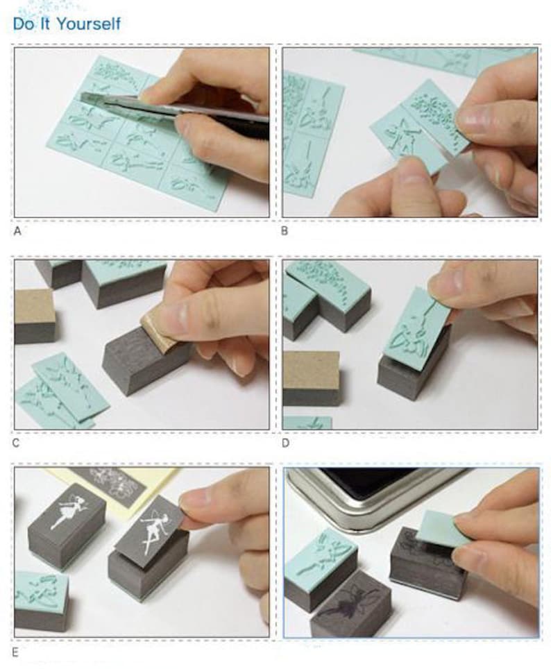 DIY Fairy Stamps Rubber Stamps Tin Box Stamp Set - Etsy